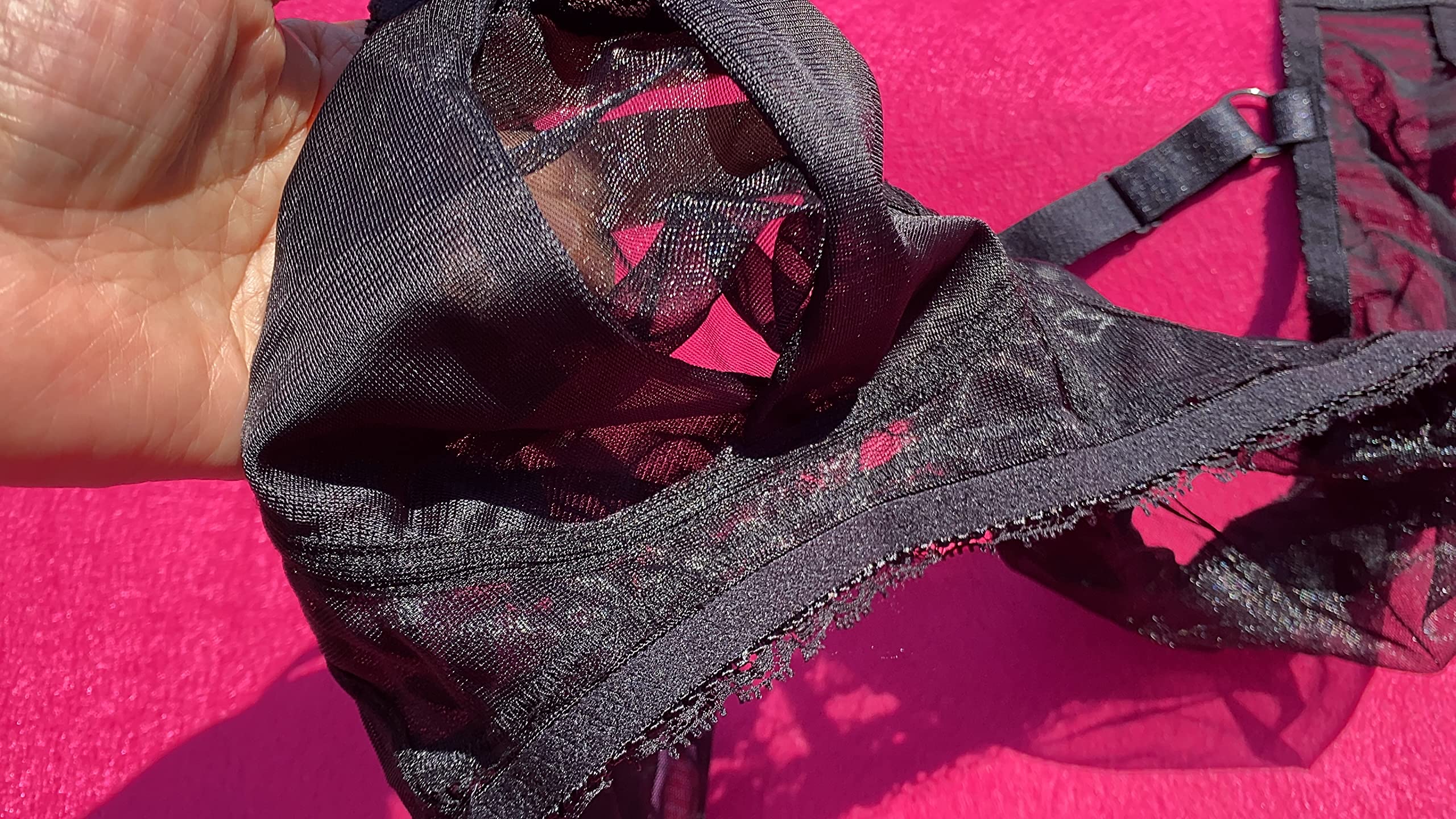 BIMEI Crossdressing Pocketed See-Through Bra for Silicone Breastforms (Black, 36D)
