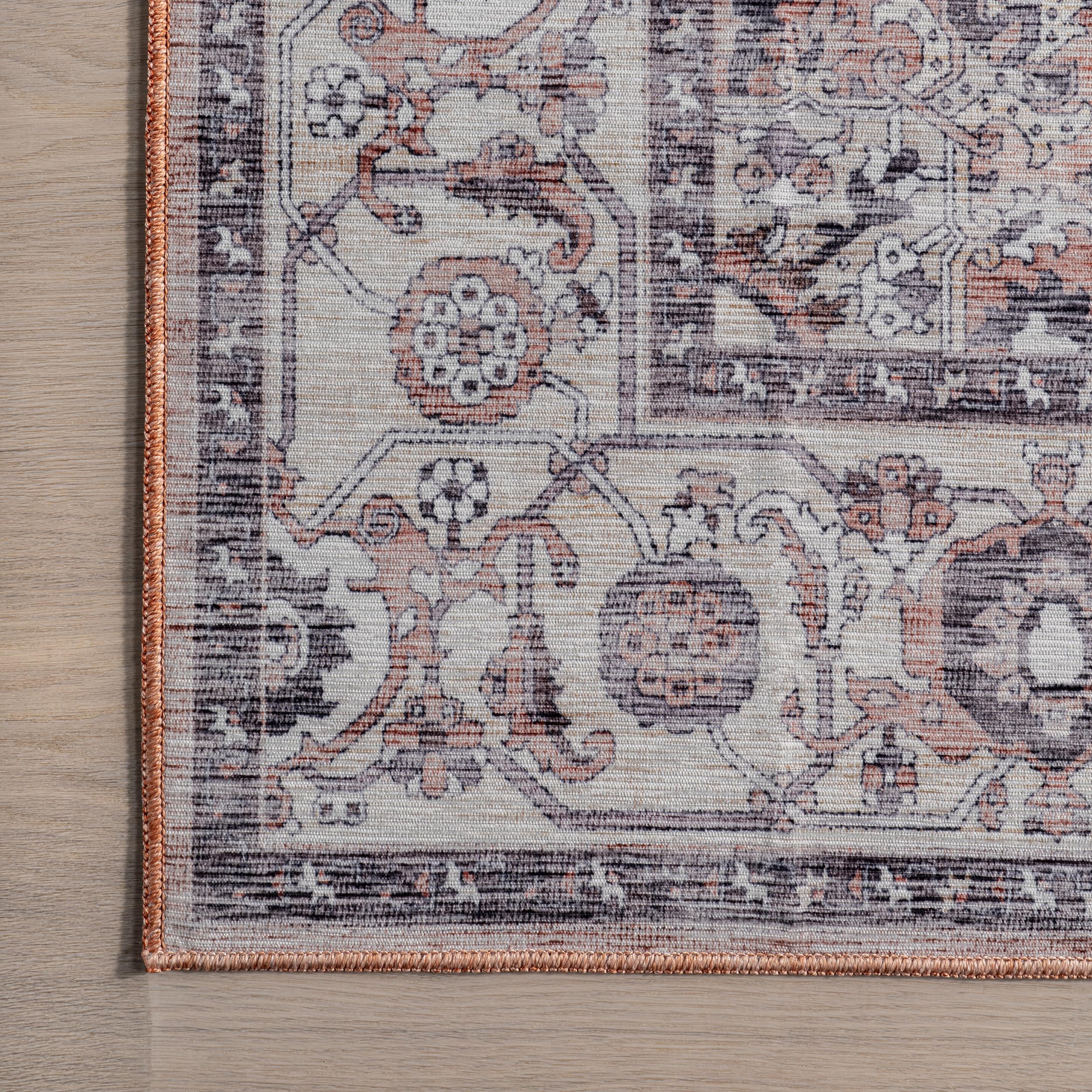 nuLOOM 4' x 6' SpinClean Machine Washable Stain-Resistant Area Rug Low Profile for Living Room, Bedroom, and Dining Room, Joslyn Blush