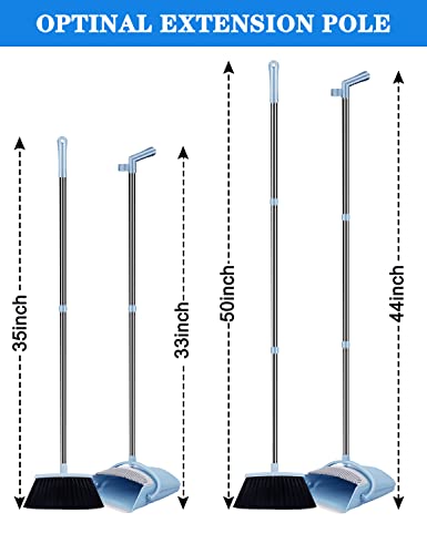 Broom and Dustpan Set for Home with Long Handle Upright 50'' Broom with Dustpan Combo Set Broom and Dustpan Set Heavy Duty Indoor Outdoor Broom for Kitchen Office Lobby Use