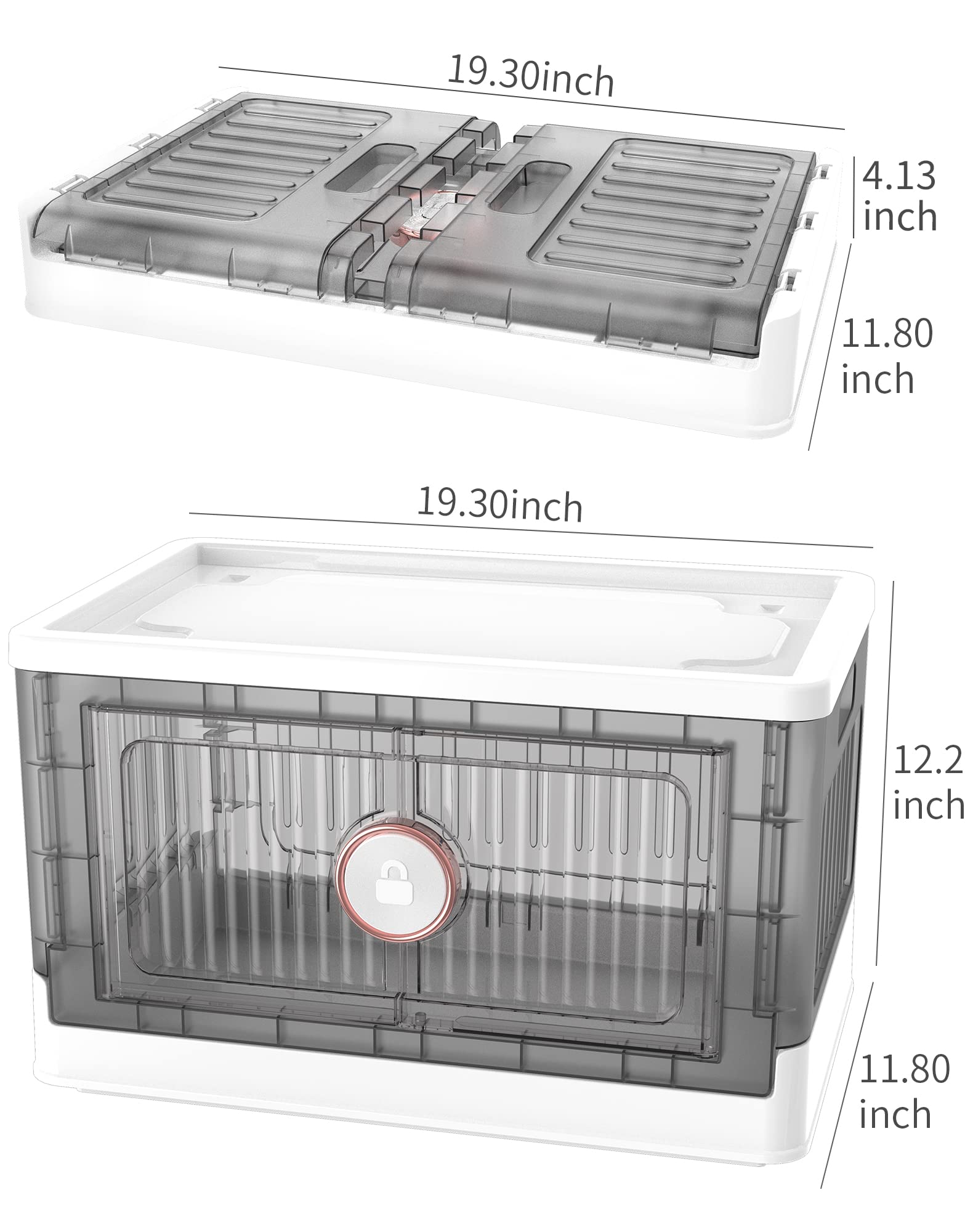 Closet Organizers and Storage Shelves,Trunk Organizer, Dorm Room Essentials,Folding Storage Box, 38L Lidded Collapsible Storage Bins Folding Plastic Stackable Utility Crates (8.4Gal - 1 Pack, White)