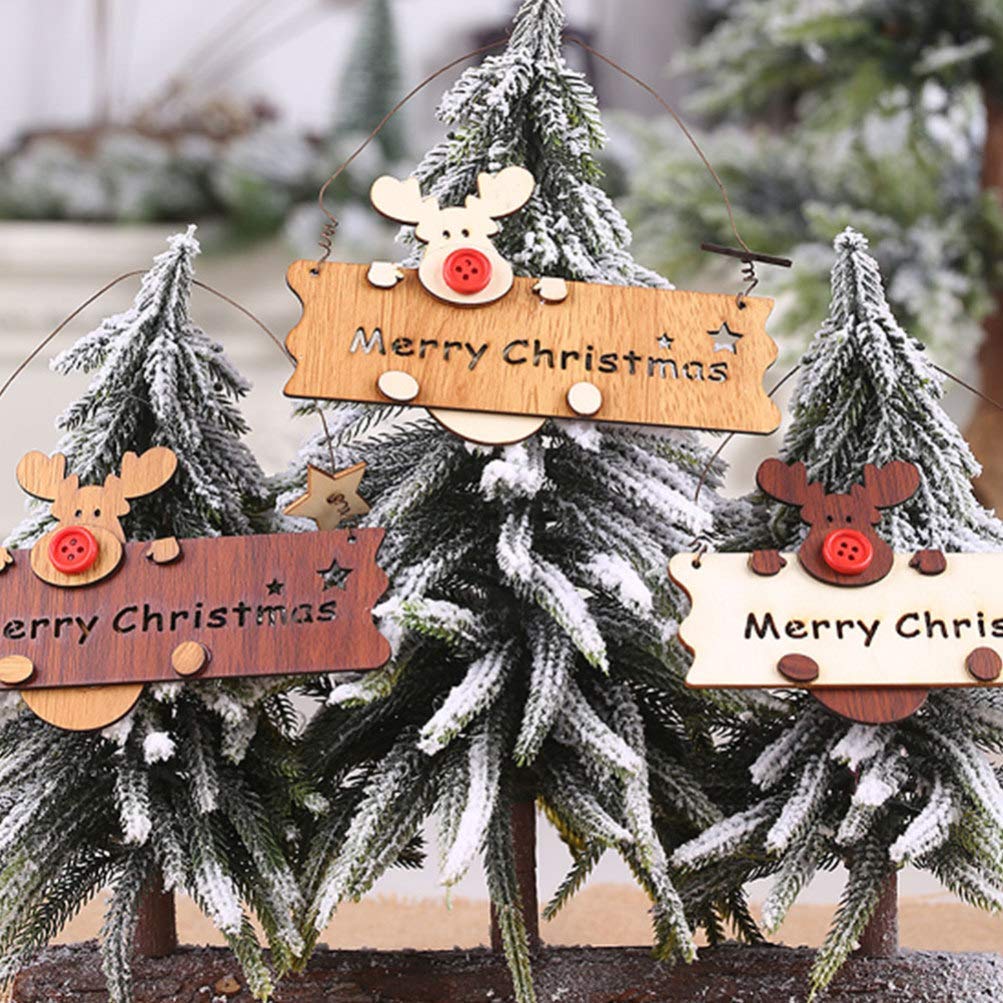 BinaryABC Christmas Wooden Sign Plaque Door Wall Hanging Decorations,Merry Christmas Party Decorations,3Pcs