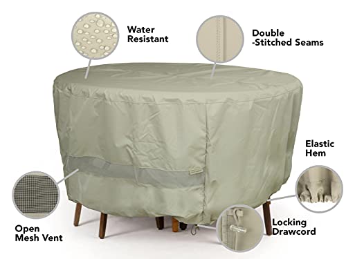 Covermates Round Firepit Cover โ Water-Resistant Polyester, Mesh Ventilation, Fire Pit Covers-Khaki