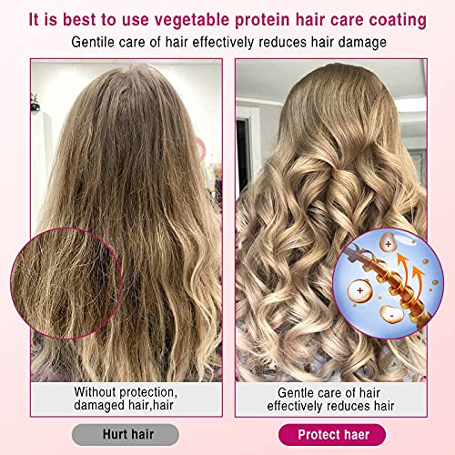BlumWay Cordless Auto Hair Curler, Automatic Curling Iron with LCD Display Adjustable Temperature & Timer,Rechargeable & Portable Curling Wand for Travel,Magic Styling Tools(Purple)
