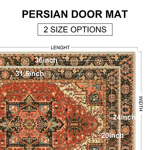 Collive Indoor Door Mat Retro Floor Mat, Non Slip Washable Doormat Quickly Absorb Welcome Mats Low Pile Door Mats Inside Entryway Carpet Front Door Rug for Entrance - 24" x 36"