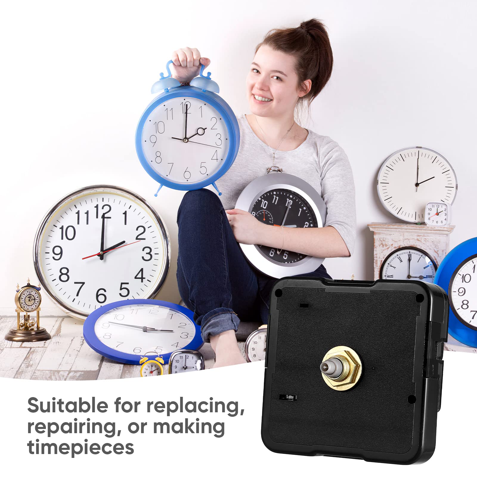 ifundom Clock Mechanism Replacement, Quartz Clock Movement Mechanism Replacement Battery Operated DIY Repair Parts Replacement (A(Thread Length 5/32inch))