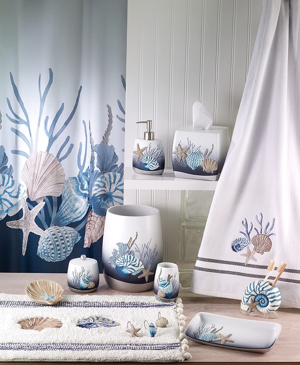 Avanti Linens - Shower Curtain Hooks, Oceanscape Inspired Bathroom Decor, Set of 12 (Blue Lagoon Collection)