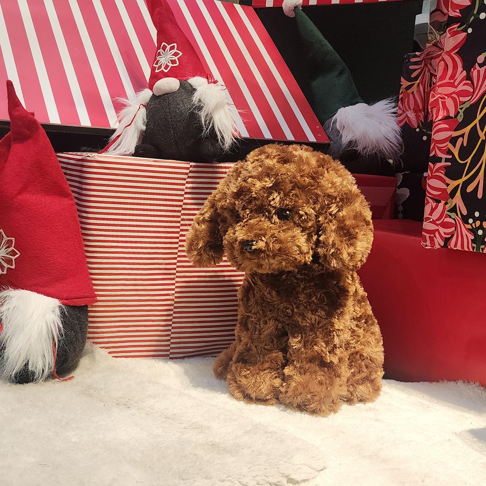 WEIGEDU Labradoodle Plush Toy, Fluffy Red Poodle Stuffed Animal, 12.6" - Perfect for Kids, Babies, Birthday