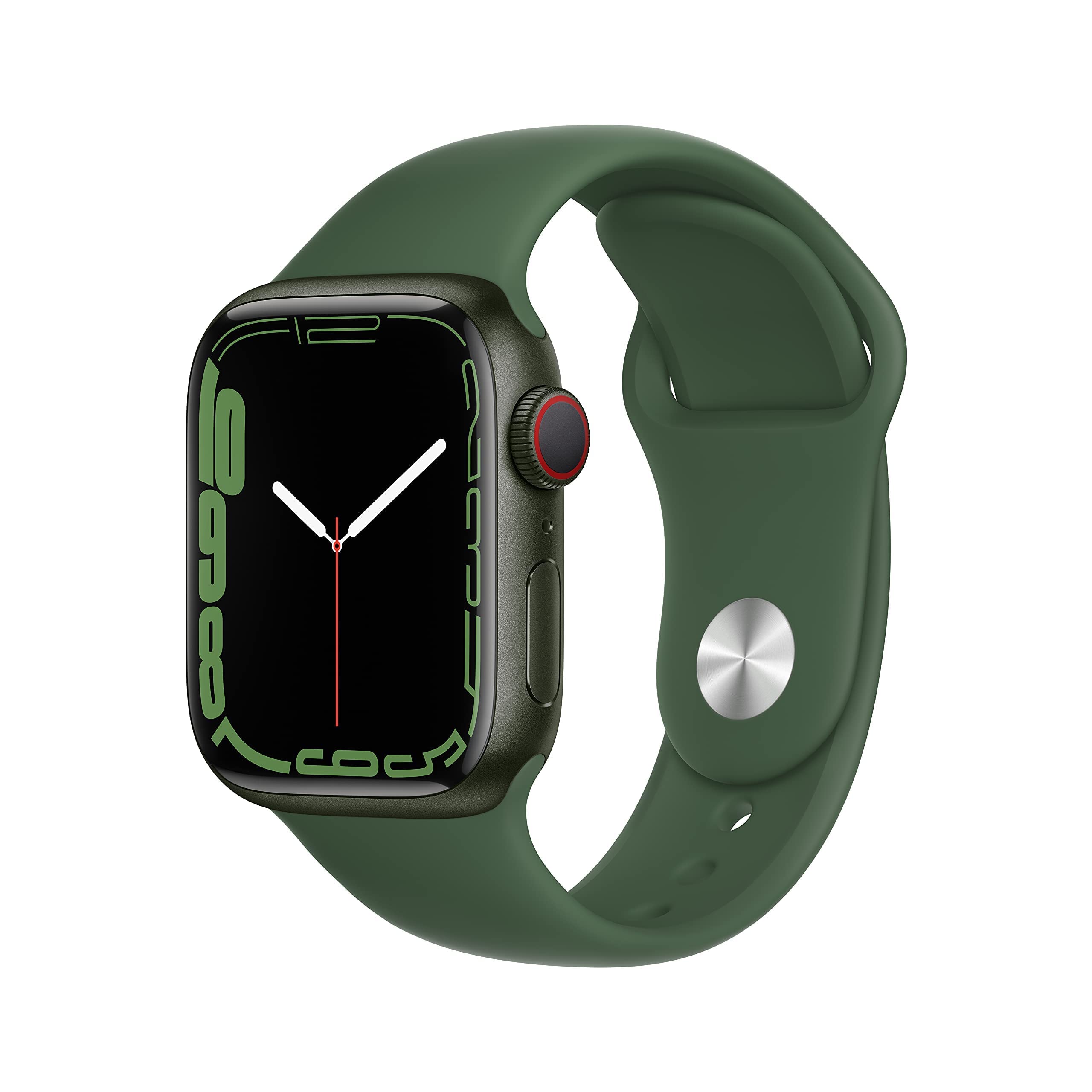 Apple Watch Series 7 (GPS + Cellular, 41MM) - Green Aluminum Case with Clover Sport Band (Renewed Premium)