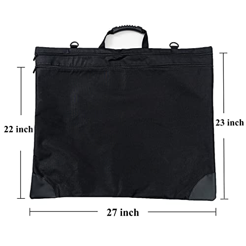 Eage Art Portfolio Case 23 x 27 inches, Waterproof Nylon Artist Carrying Bag with Soft-sided Shoulder Straps, Black Large Art Storage Folder for Artwork Organization,23x27 Inch(0001)