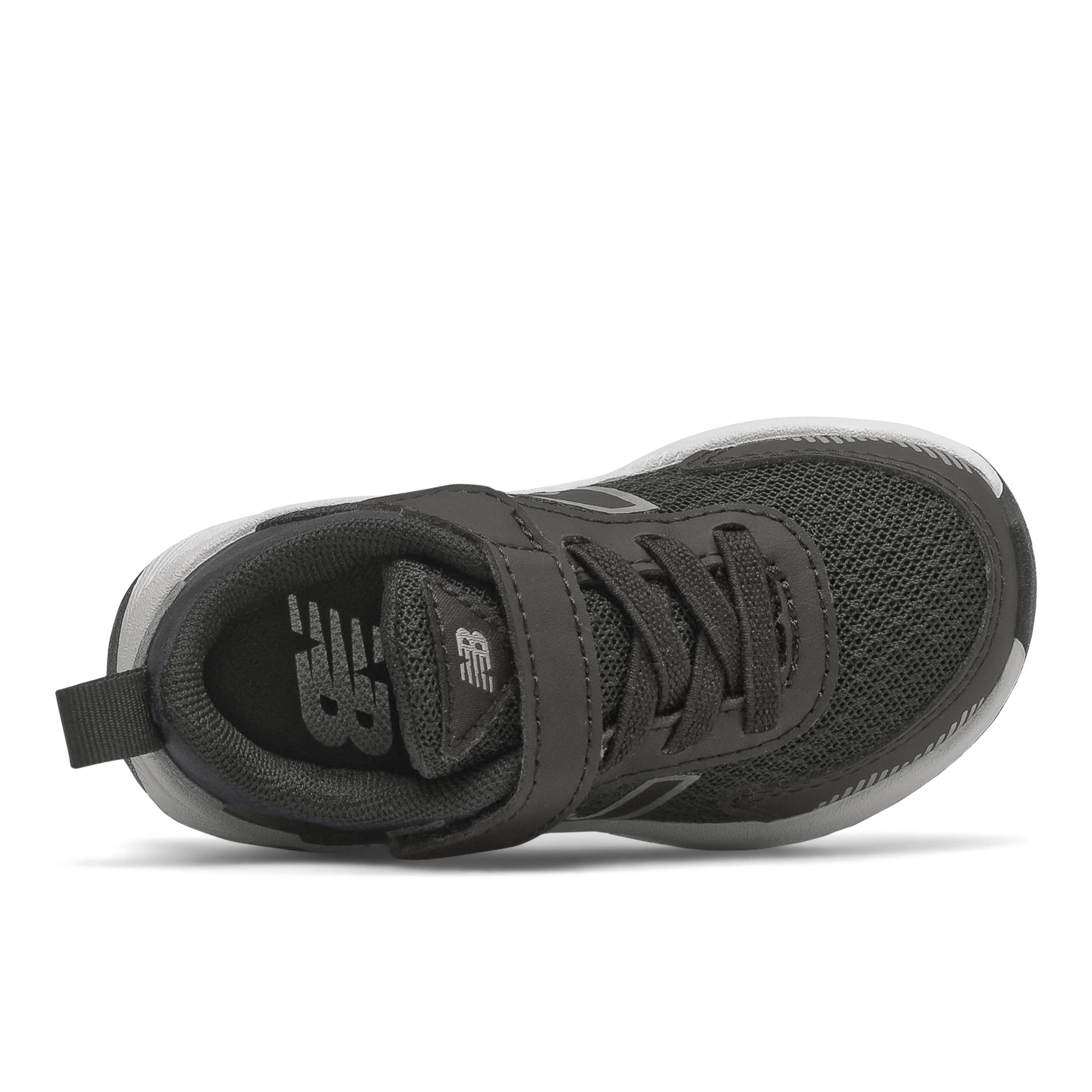 New Balance Kid's Dynasoft 545 V1 Hook and Loop Running Shoe, Black/White/Silver Metallic, 1 Little Kid