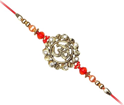 CHERKRAFT Rakhi Thread for Brother Men/Boy - Designer Rakhi with OM Symbol for Rakshabandhan (Pack of 1) (Design 2)