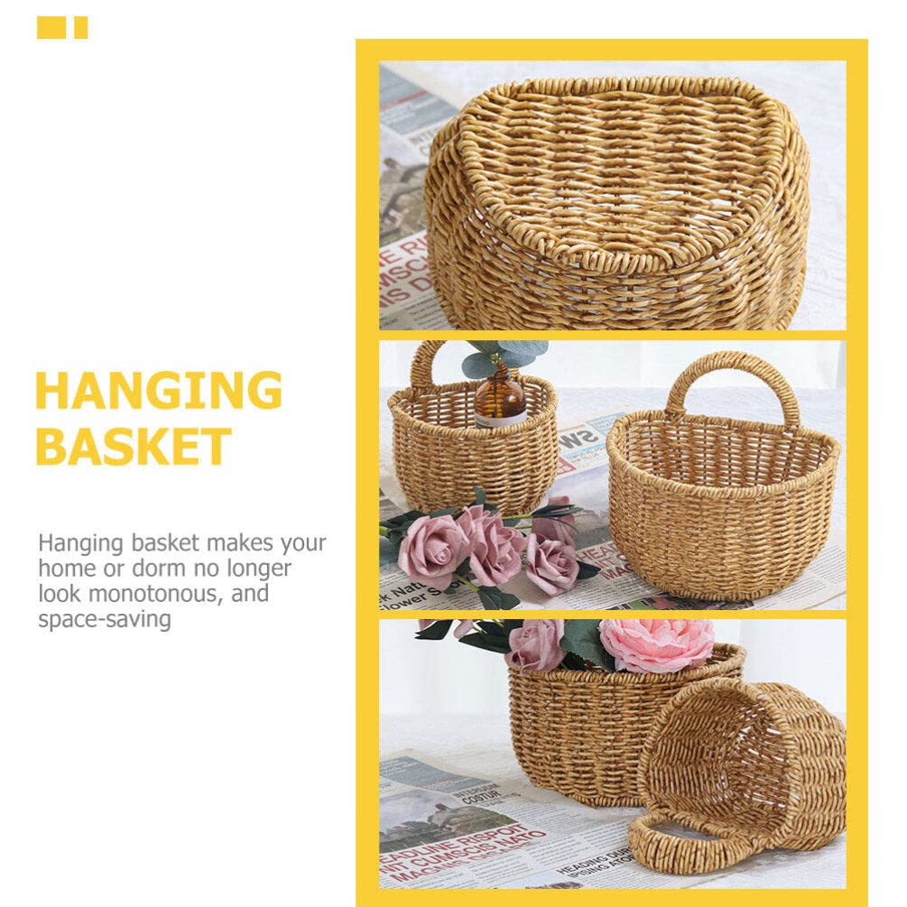 BESTOYARD 2pcs Woven Storage Basket shelf basket sundries storage basket rattan wall outdoor pots hanging rattan basket baskets jute small storage basket wall flower basket bread flowers pp