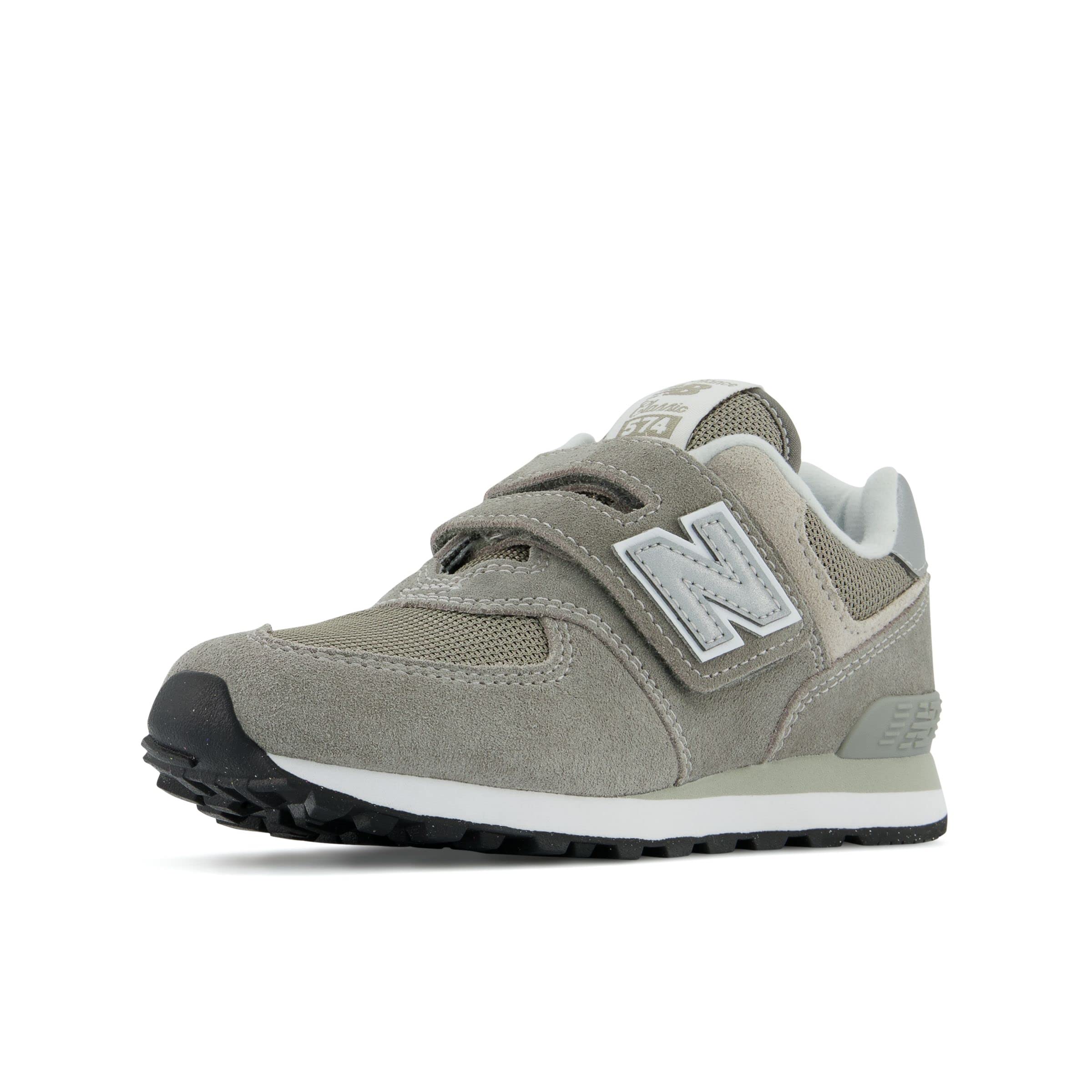 New Balance Kid's 574 Core Hook and Loop Sneaker, Grey/White, 1 Wide Little Kid