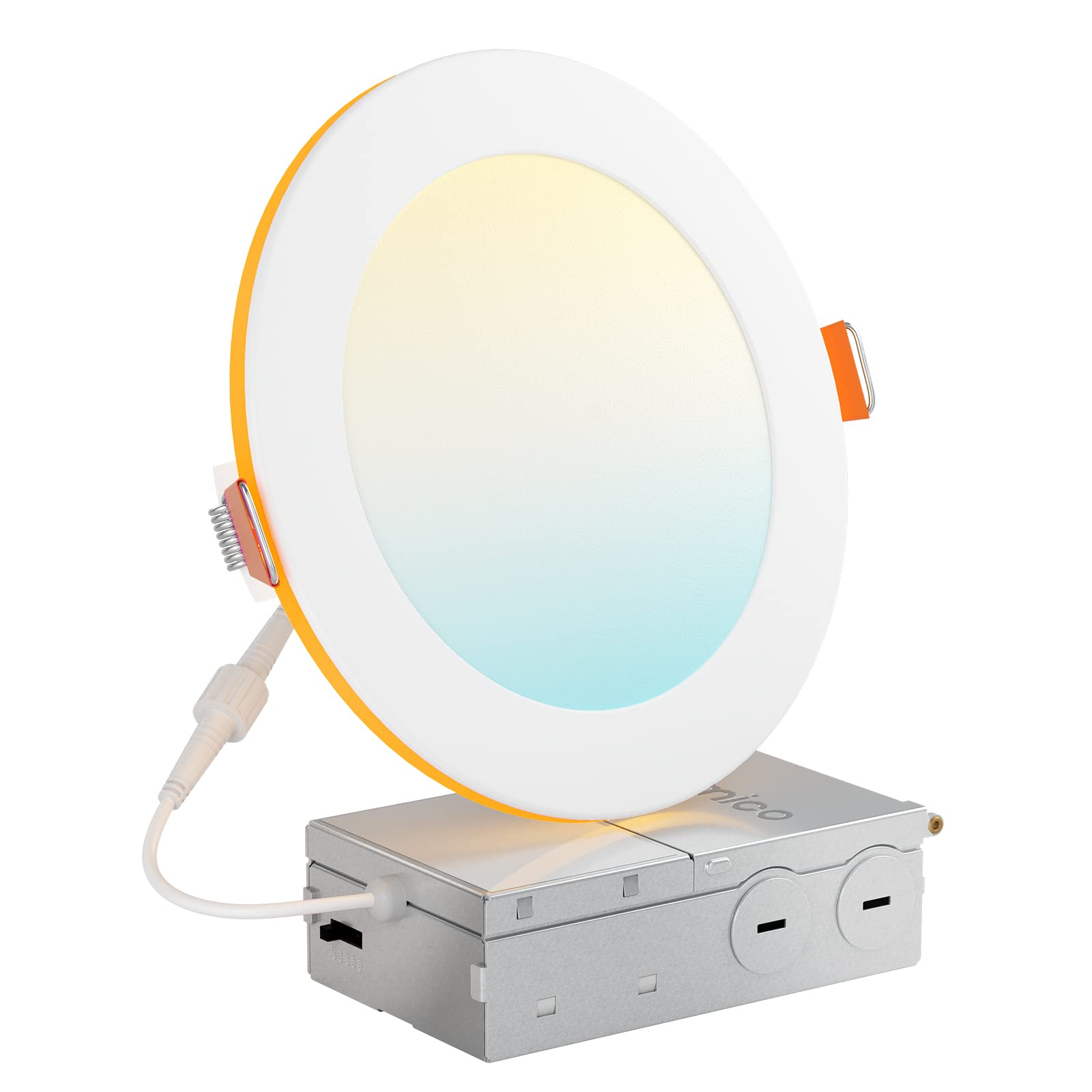 BBOUNDER 16 Pack 6 Inch 5CCT LED Recessed Ceiling Light with Night Light, 2700K/3000K/3500K/4000K/5000K Selectable Ultra-Thin Recessed Lighting, 12W=110W, 1100LM, Canless Wafer Downlight - ETL&FCC
