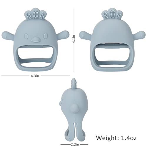 Socub Silicone Baby Teether Toy for Infants 3+ Months, BPA Free Anti-Drop Silicone Mitten Teething Toy for Soothing Sore Gums, Baby Chew Toys for Sucking Needs, Olive
