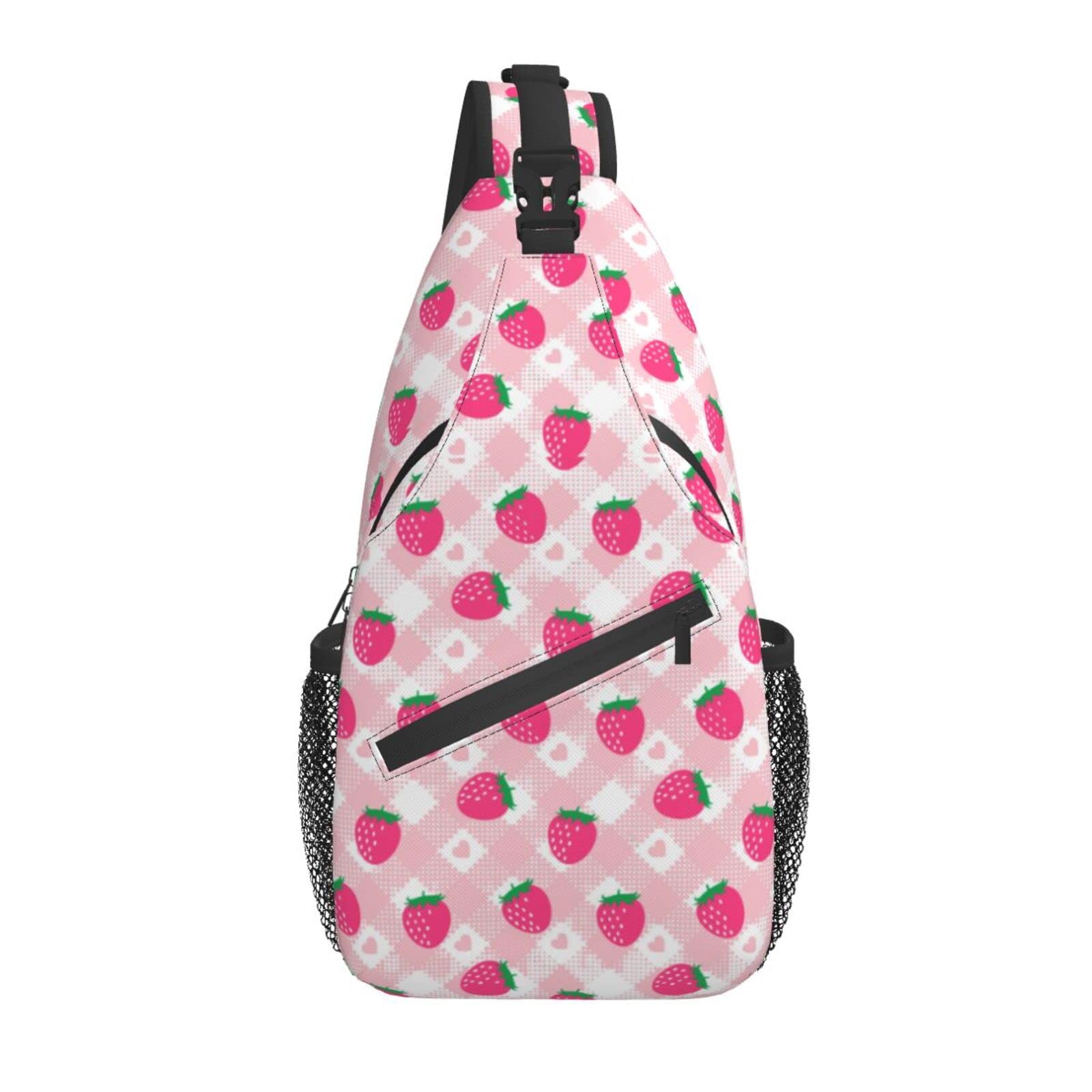 ASYG Strawberry Sling Bag Cute Crossbody Chest Daypack Casual Backpack Women Shoulder Bag For Travel Picnic