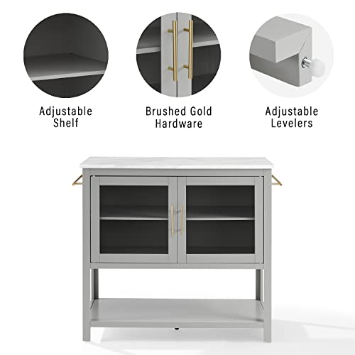 Crosley Furniture Katrina Kitchen Island with Faux Marble Top, Gray