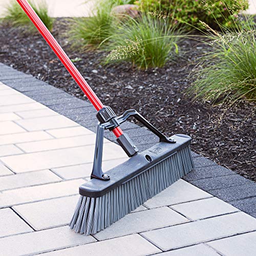 Libman Commercial 825 Rough Surface Heavy Duty Push Broom, 64" Length, 24" Width, Black/Red/Grey (Pack of 3)