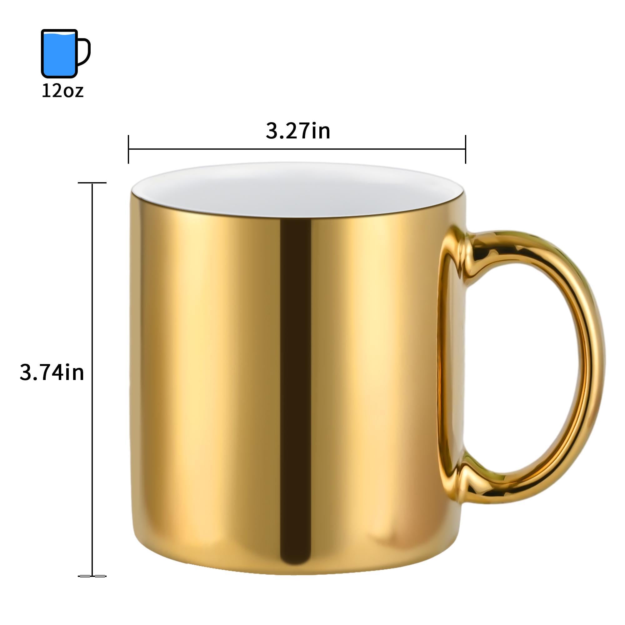 Bycnzb Coffee Mugs gold Ceramic Mug set of 4 Ceramic Cups for Coffee, Tea, Cocoa (12oz)