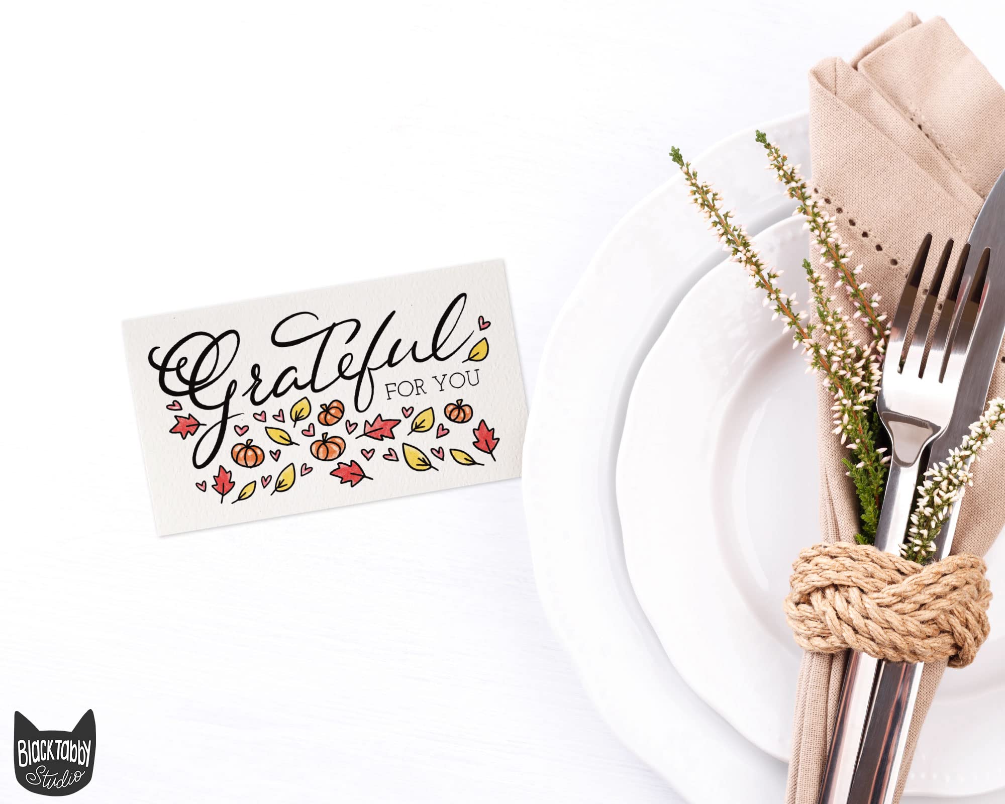 Fall Blessings Thanksgiving Table Place Cards - Set of 48 Place Cards for Table Settings - For Thanksgiving, Harvest Festivals, Fall Events