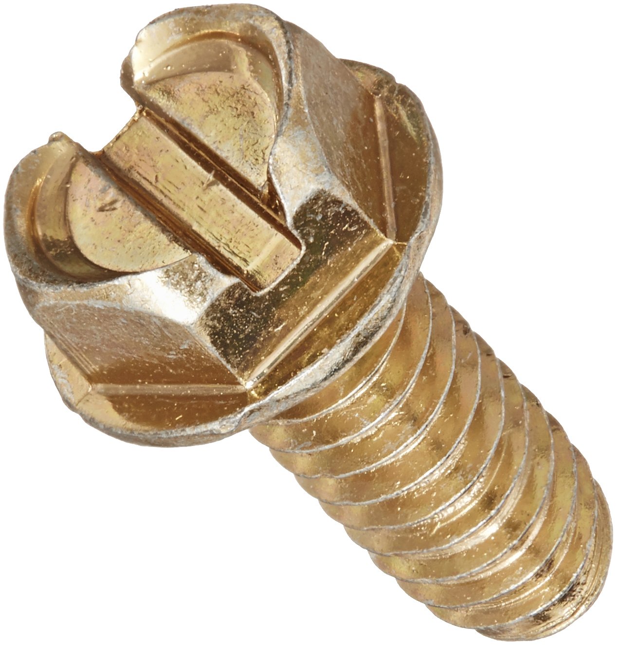 Small Parts 1208RSWY Steel Thread Rolling Screw for Metal, Yellow Zinc Plated, Hex Washer Head, Slotted Drive, #12-24 Thread Size, 1/2" Length (Pack of 25)