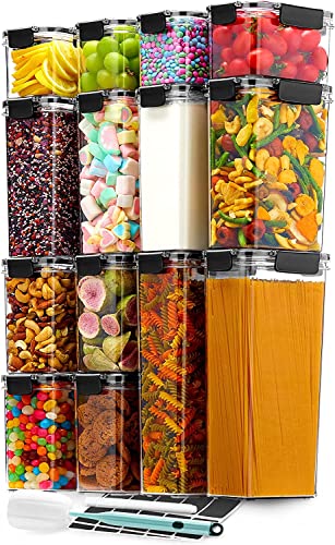 Crystal Clear Airtight Food Storage Containers with Lids,Plastic Canister Sets with Different Sizes Kitchen Pantry Organization and Storage,for Food,Flour, Sugar,Cereal,BPA Free (TYPE2)