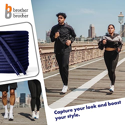 BB BROTHER BROTHER Round Athletic Shoe Laces Navy Blue (1 Pair) Heavy Duty Replacement Shoelaces, 4mm Shoe Strings for Men’s and Women’s Running Sneakers, Gym Trainers, Work Boots, Sports Shoes 48''