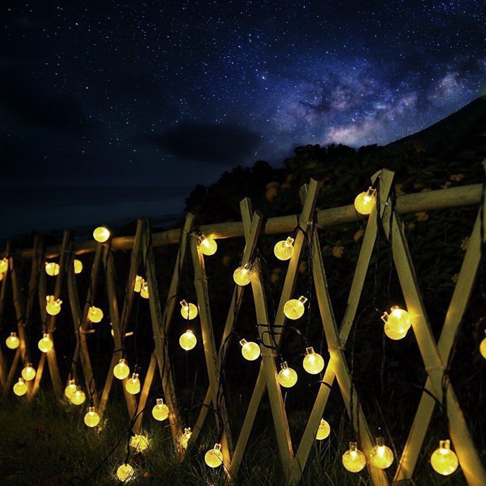Lenreta 31FT 50LED Solar String Lights Outdoor 8 Modes Waterproof Solar Patio Lights Solar Lights Outdoor Decorative for Garden Yard Home Party Wedding Christmas Garden Solar Lights Patio Lights