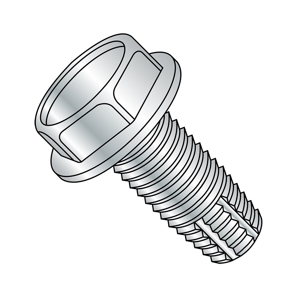 Small Parts 1210FW Steel Thread Cutting Screw, Zinc Plated Finish, Hex Washer Head, Type F, #12-24 Thread Size, 5/8" Length (Pack of 25)