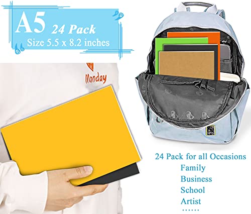 DWIYITTN 24 Pack Blank Journals Bulk, A5 Unlined Notebook with 80 gsm Thick Paper, 8.3x5.5 Inch, 60 Pages Each for Kids, Students, Gifts and Office