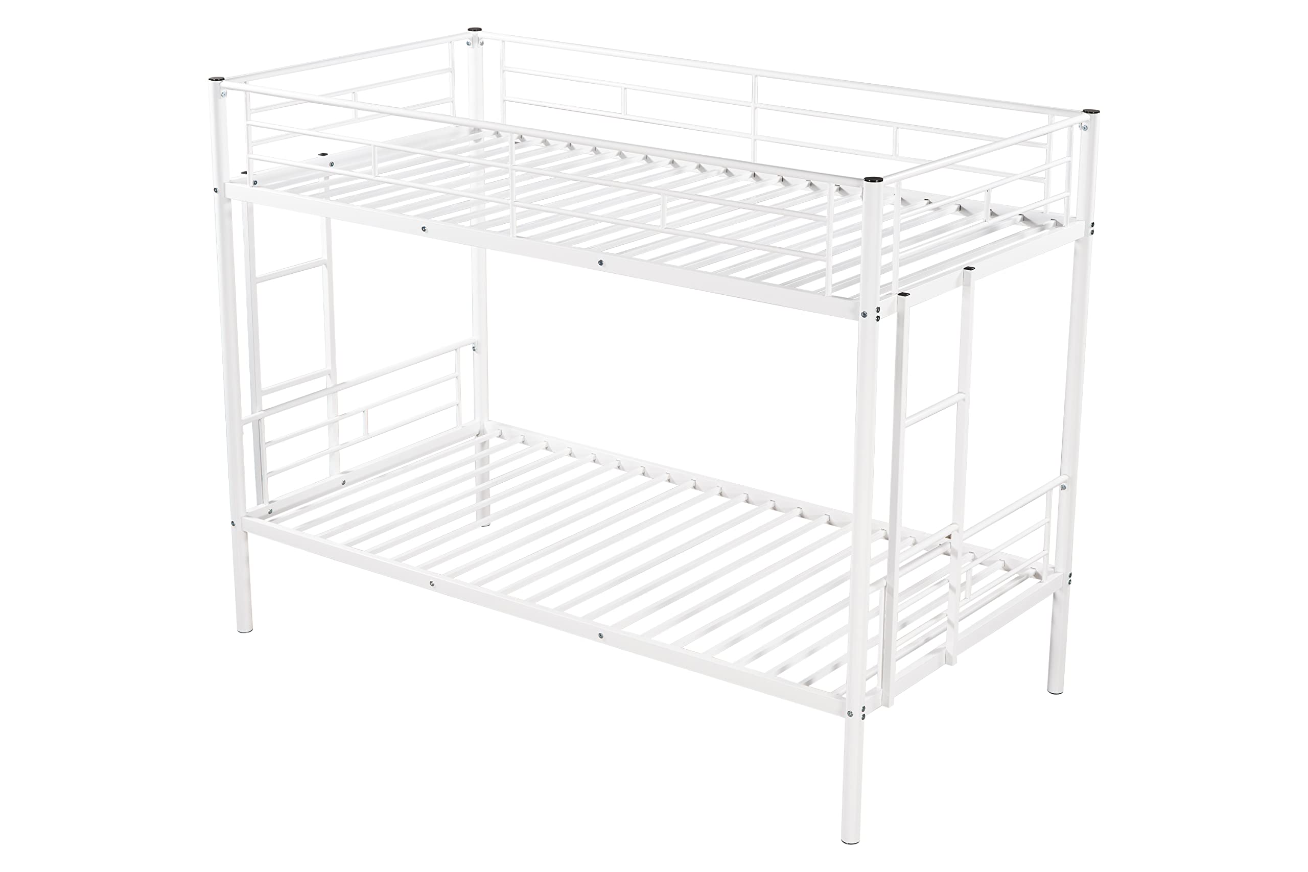 MWrouqfur Twin Over Metal Bunk Bed,Sturdy Heavy Duty Beds with 2 Side Ladders,Space Saving,No Noise,No Box Spring Needed,for Boys Girls Teens Adults