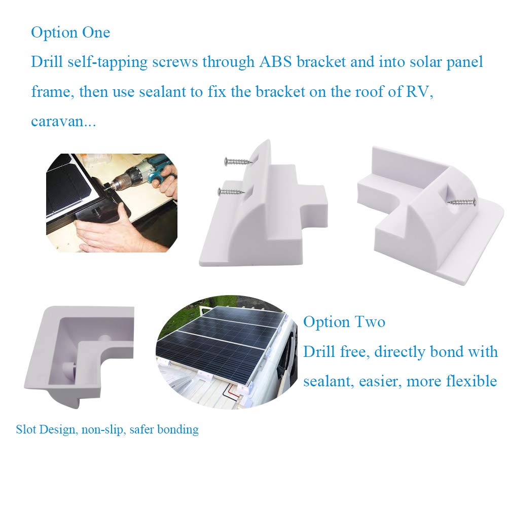 CMYYANGLIN Solar Panel Mounting Brackets ABS Corner Bracket Kit 7PCS, Drill-Free Widely Used on Roofs of RV, Caravans, Vehicles, Camper Vans, Sheds, Garages, Deck of Boats, White