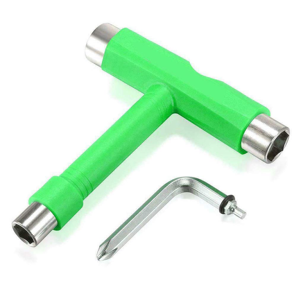Biowlucn All-in-One Skate Tools Multi-Function Portable Skateboard T Tool Accessory with T-Type Allen Key and L-Type Phillips Head Wrench Screwdriver