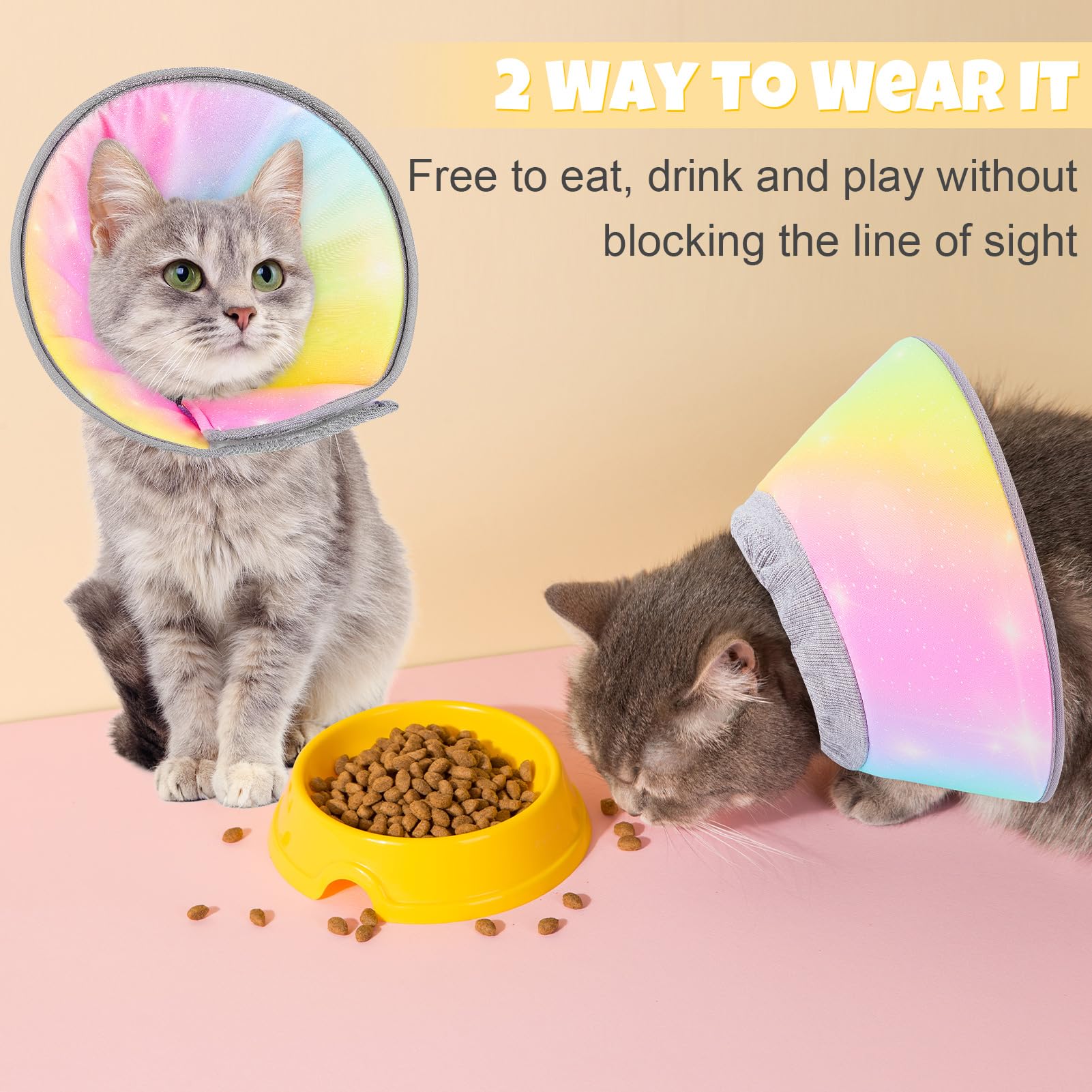 Bienbee Cat Cone, Soft Cat Cone Collar, Adjustable Cat Recovery Collar Anti-Scratching, Light-Weight E Collar Cat Recovery Collars & Cones for Cats Kitty Puppy