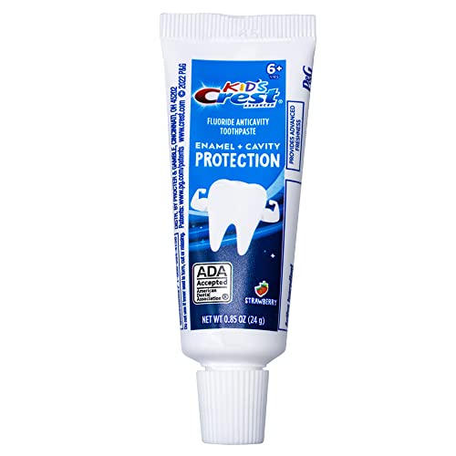 Crest Kids Advanced Toothpaste, Junior Toothpaste 6+ Years Old Enamel + Cavity Protection with Strawberry Flavor, Travel Size 0.85oz (24g) - Pack of 12
