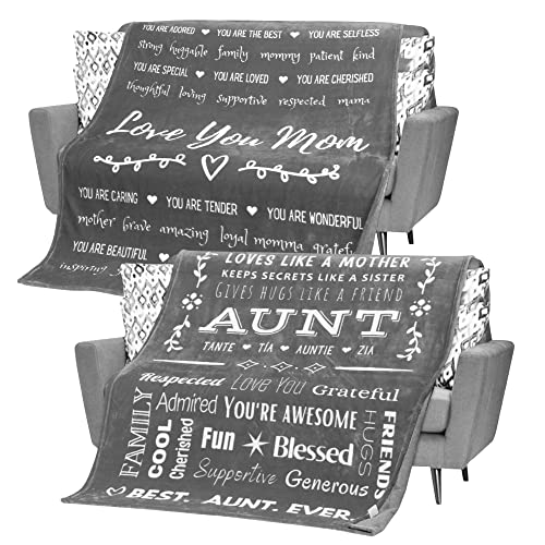 FILO ESTILO Mom and Aunt Fleece Package - Two Quality 320gsm Fleece Blankets for Mom and Aunt, Both in Color Grey