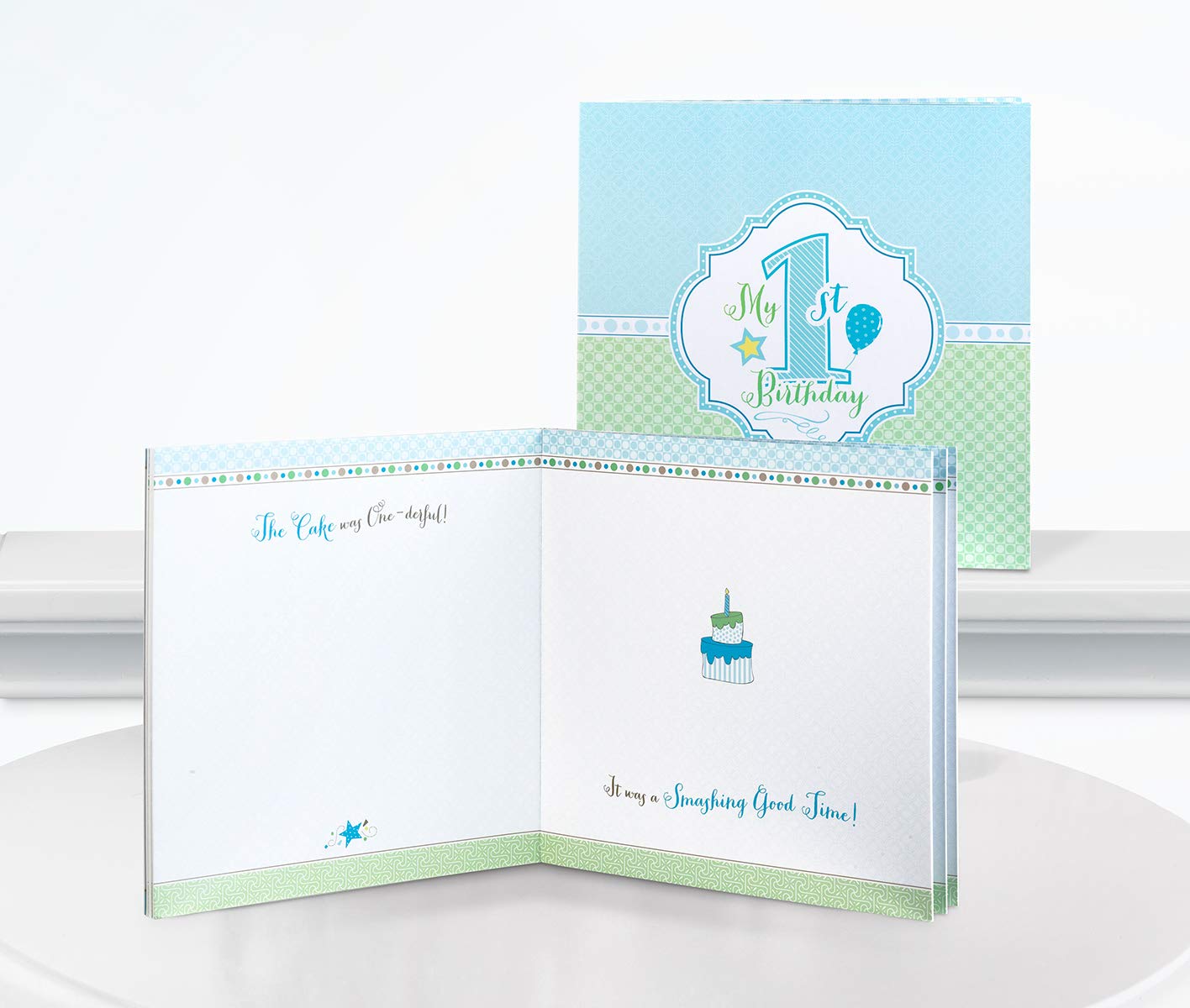 Lillian Rose 1st Birthday Keepsake Memory Book, Blue, 7"