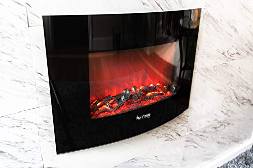 e-Flame USA Sundance Curved Wall Mounted or Freestanding LED Electric Fireplace with Remote - Adjustable, Timer, Remote - 22-inch