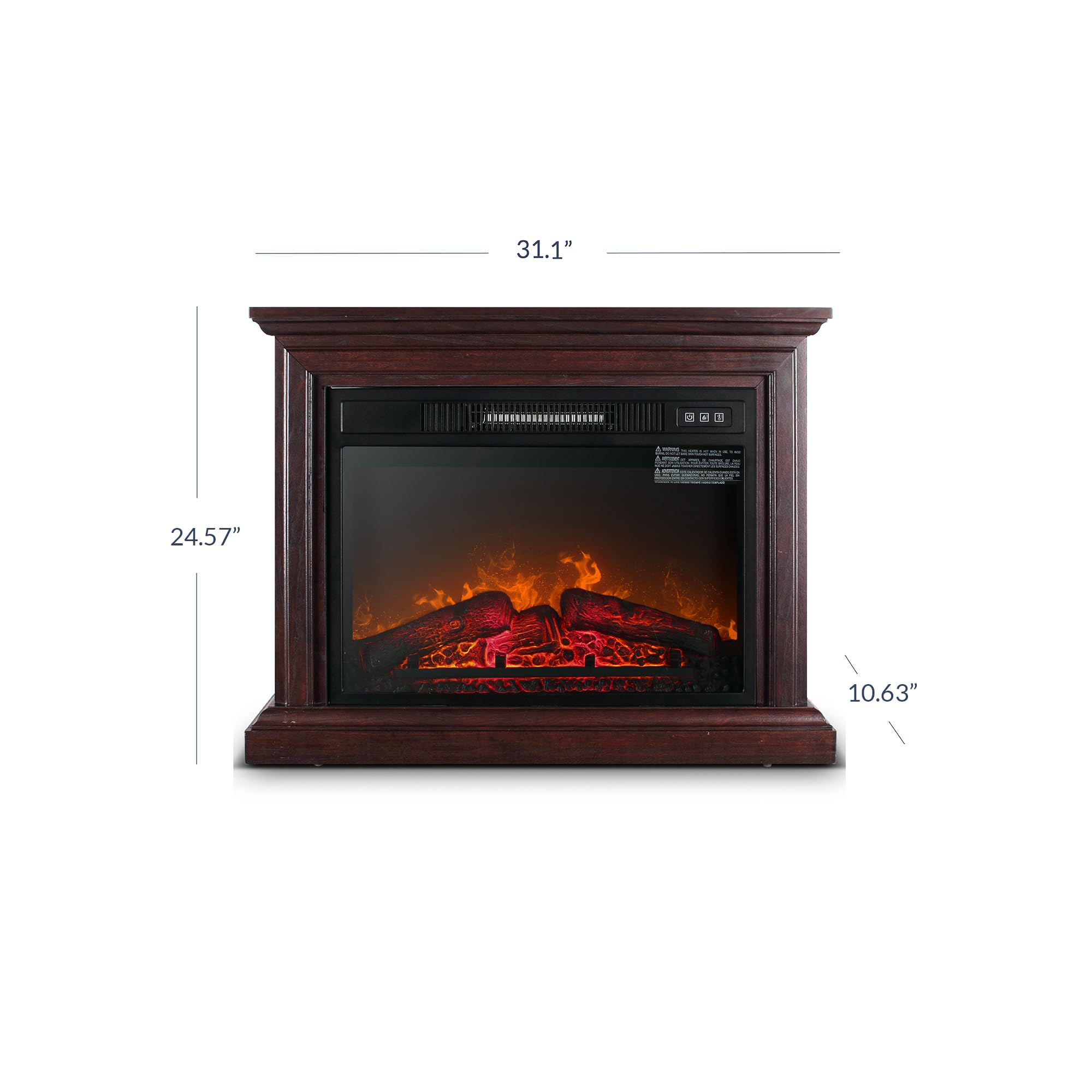 BELLEZE 31 Inch Mantel with Electric Fireplace, 1400W Heater with Remote Control and Realistic LED Flames, Mantel Cabinet for Living Room, Bedroom - Brown