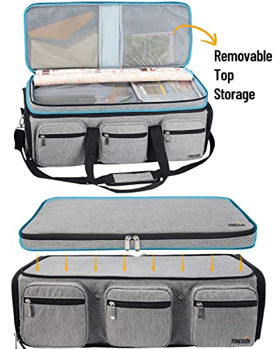 FINESUN Detachable Double Layer Die-Cut Machine Carrying Case for Cricut Explore Air & Maker, 2in1 Cricut Storage Bag with Dust Cover, Gray