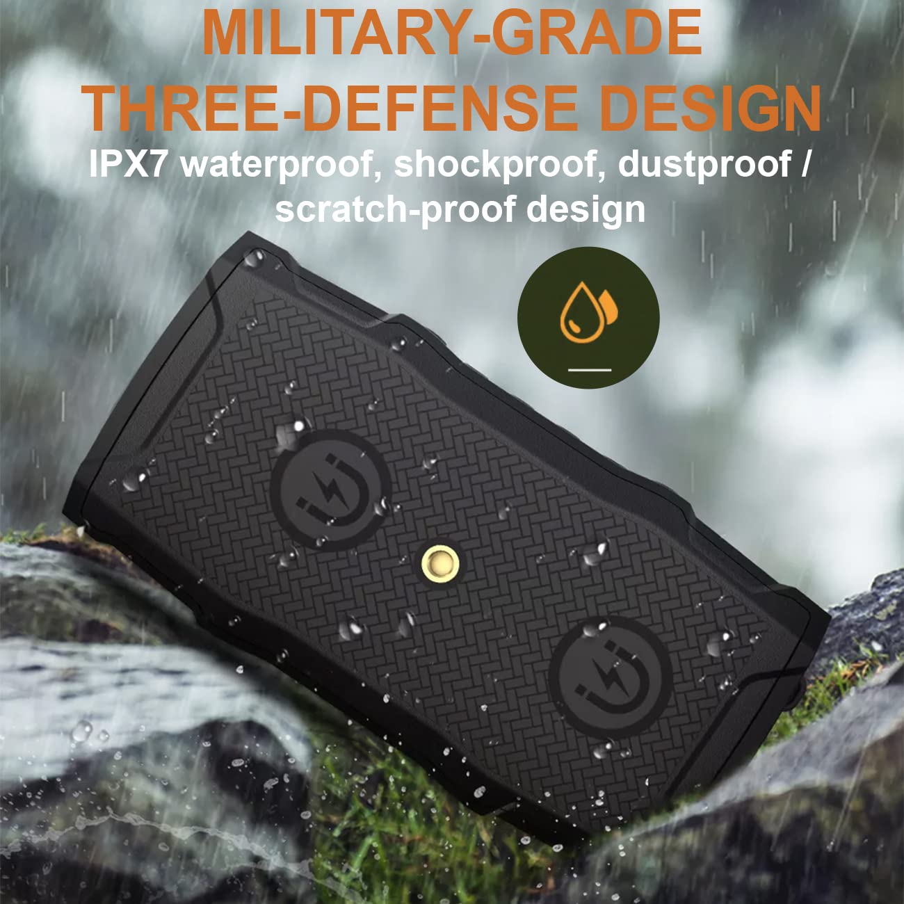 BIRDIE79 β Portable Golf Cart Speaker, Magnetic Bluetooth Speakers 36 Hour Playtime. Rugged Outdoor Speaker for Waterproof, & Shockproof. 30W Loud & Clear Stereo Sound,