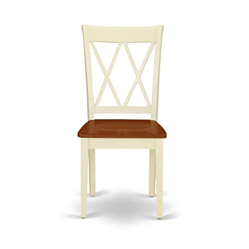 East West Furniture Dover 9 Piece Set Includes a Rectangle Dining Room Table with Butterfly Leaf and 8 Wood Seat Chairs, 42x78 Inch, Buttermilk & Cherry