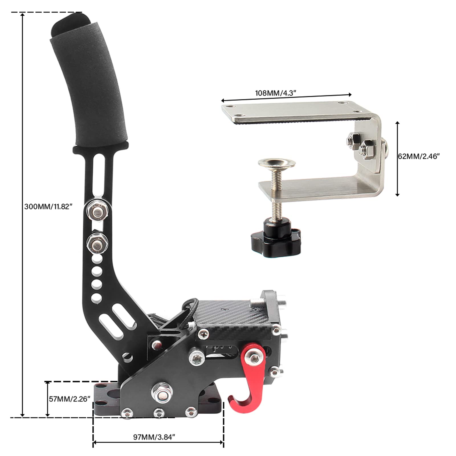 YESHMA 64 Bit USB Handbrake with Clamp PC Handbrake & Non-Contact Plus Hall Sensor Compatible With G25/27/29/920 T500 T300,Professional Gaming Peripherals using for Racing Games(Black With Clamp)