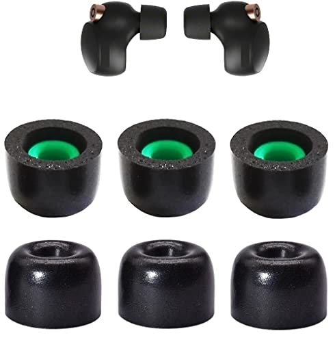 BLLQ Memory Foam Tips Compatible with Sony WF 1000XM4 Replacement Ear Tips,Perfect Noise Cancellation, Fit in Charging Case, 3 Pairs [Medium Size] Foam Tips Black M (Foam Tip XM4M)