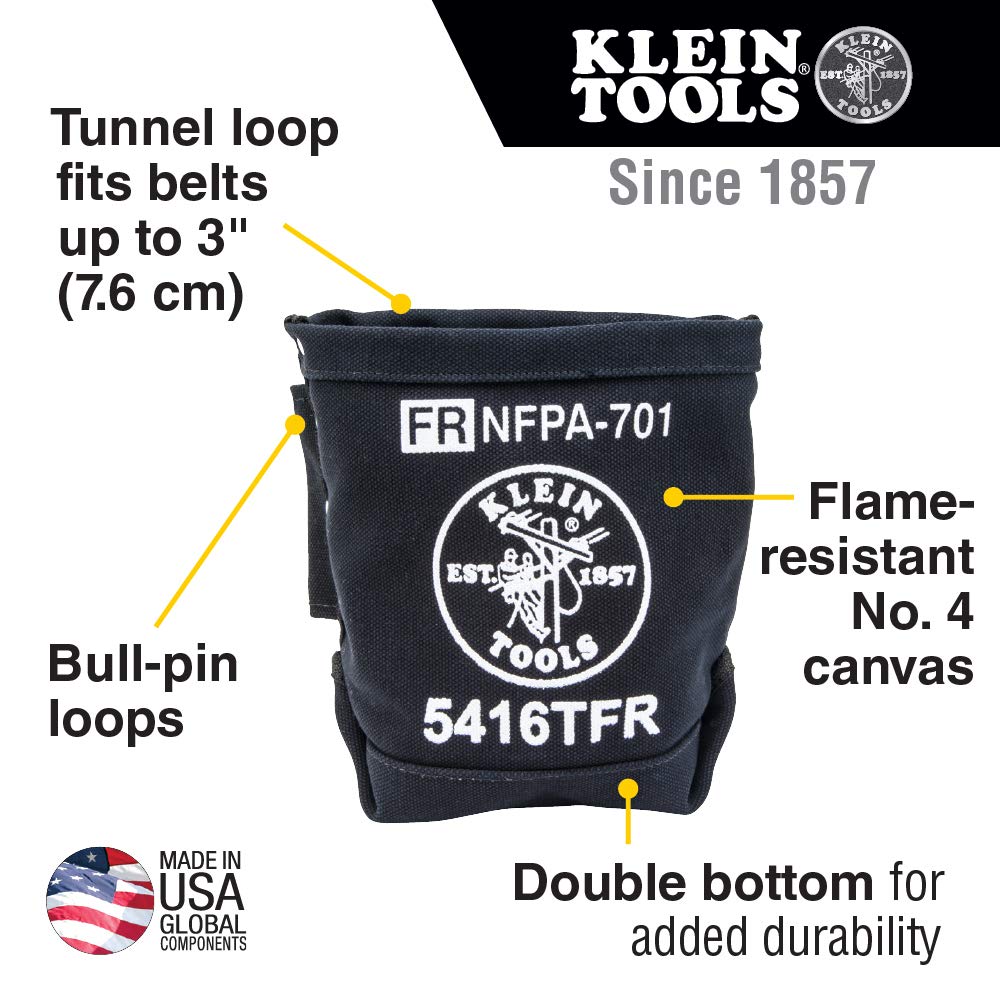 MSA 475407 Skullgard Full-Brim Hard Hat & Klein Tools 5416TFR Tool Bag, Flame Resistant Canvas Bag for Bolt Storage with Double Reinforced Bottom and Tunnel Connect, 5 x 10 x 9-Inch