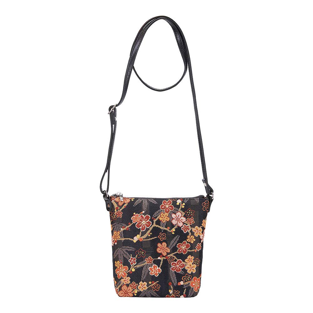 Signare Tapestry Small Crossbody Bag Sling Bag for Women with Ume Sakura Design Japanese Style