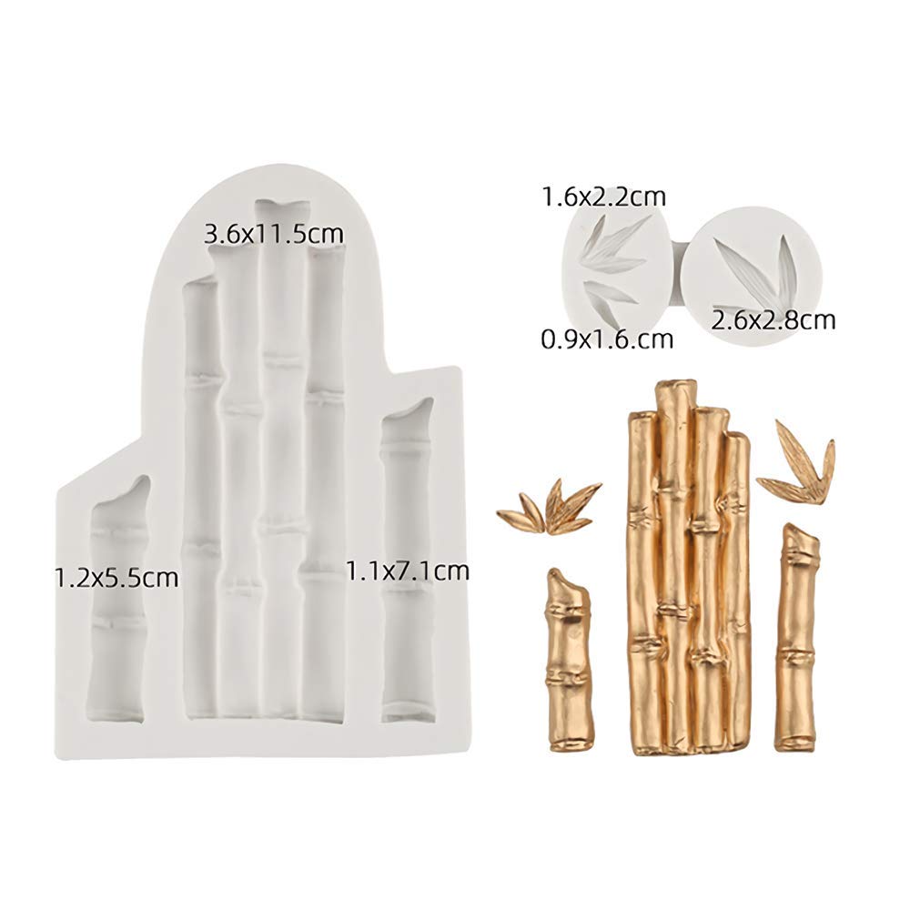 Bamboo & Leaf Silicone Fondant Molds Chocolate Candy Gumpaste Sugarcraft Mold Cake Decorating Tool Polymer Clay Resin Mold