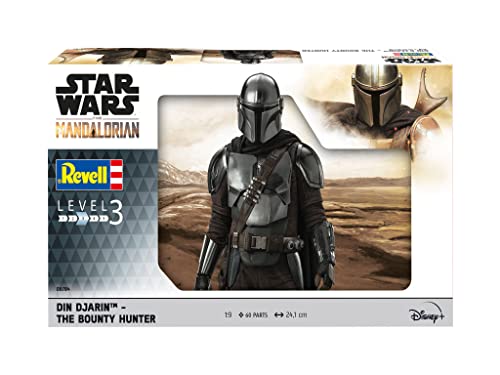 Revell 06784 Star Wars: The Mandalorian Din Djarin™ - The Bounty Hunter 1:9 Scale Unbuilt/Unpainted Plastic Model Kit with Diorama Base