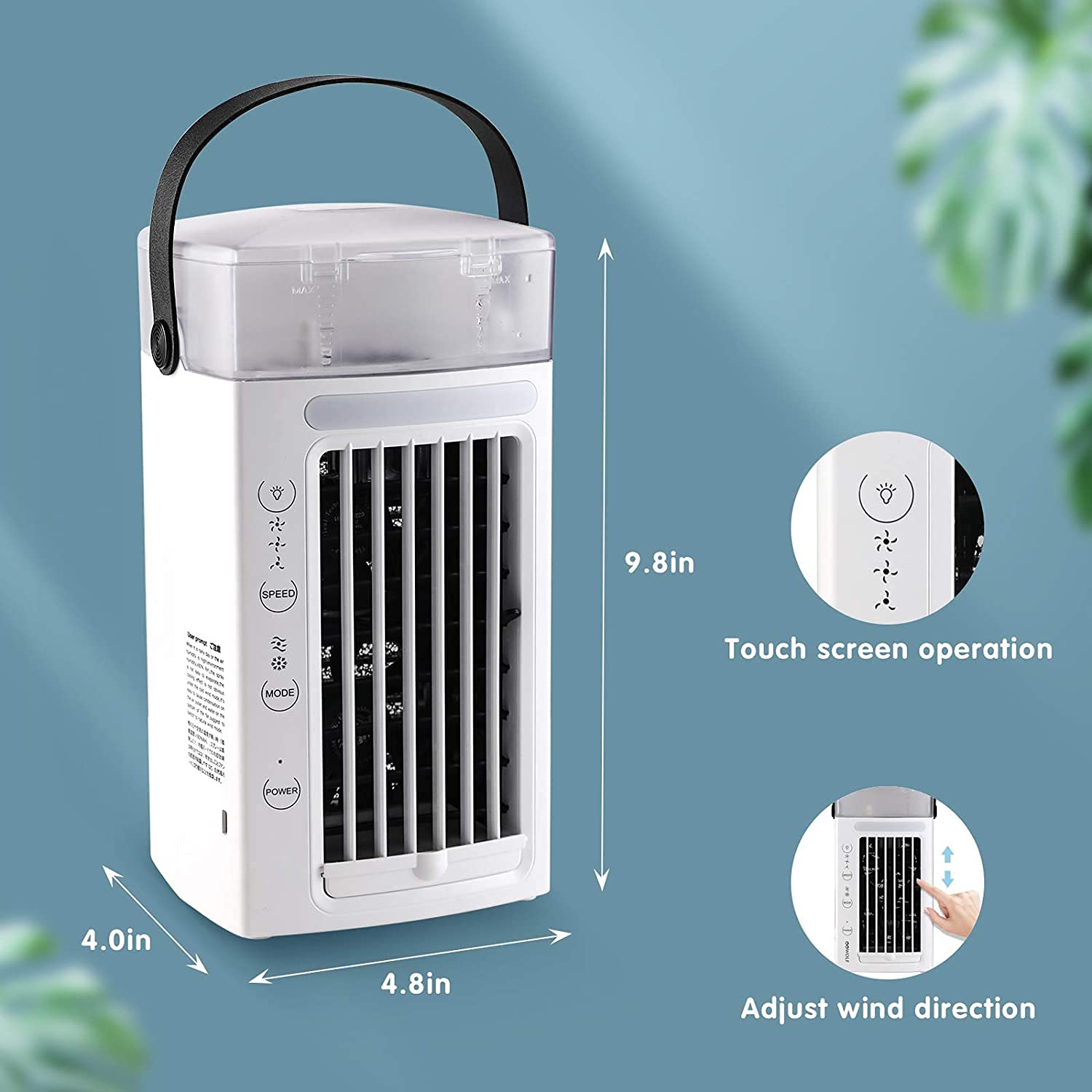 Personal Air Conditioner Fan, Small Air Conditioner Fan, Portable Air Cooler Mini Air Conditioner Fan with 3 Wind Speed, Evaporative Air Humidifier, Desktop Cooling Fan with LED Light for Office, Home