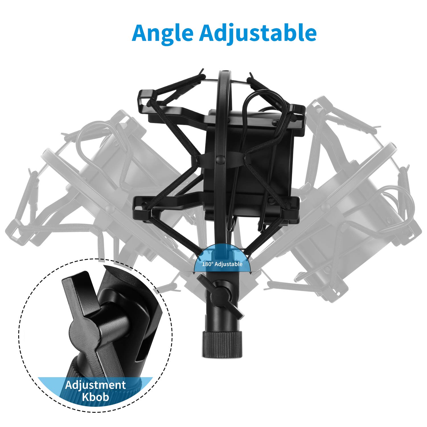 AT2020 Microphone Shock Mount, Moukey Mic Shock Mount for Large Diameter Studio Condenser Mic，Universal 51MM Anti-Vibration Mic Holder for 48MM-54mm Diameter Condenser Mic